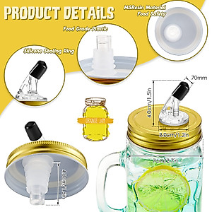 Tessco 8 Pcs Mason Jar Spouts with Flap Mason Jar with Spout Regular Mouth Size 70 mm Dispenser Leak Proof Germination Cover for Moonshine Whiskey Cocktail Liquid (Gold)