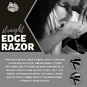 The Shave Factory Straight Edge Razor Kit (Black/Barber No1 Cologne 50ml / 100 Derby Premium Single Edge Razor Blades)