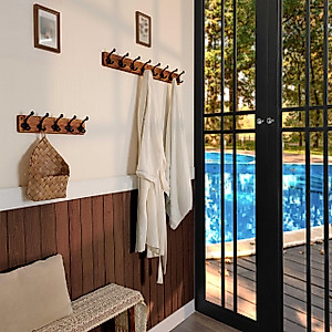 WEBI Rustic Coat Rack Wall Mount,5 Cast Iron Coat Hooks Wall Mounted,Heavy Duty Antique Vintage Hooks for Hanging Coats,Jacket,Clothes,Black