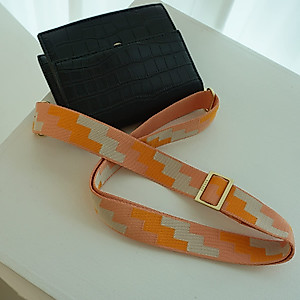 BOMANO Orange Purse Strap Crossbody Replacement for Handbag Adorned Fashion Guitar Shoulder Bag Straps for Women Matte Gold 57inch Long Extender (Flora Orange)