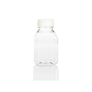 (6) 8 oz. Clear Food Grade Plastic Juice Bottles with Tamper Evident Caps 6/pack (8 oz., White Lids)