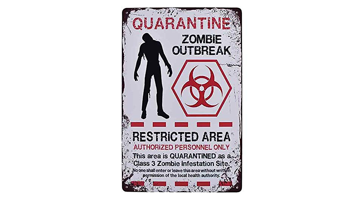 Vintage Zombie Quarantine Tin Sign - Unique Wall Decor