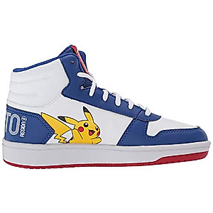 adidas Boy's Hoops 2.0 Mid Basketball Shoe, White/Royal Blue/Black, 7 Little Kid