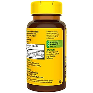 Nature Made Calcium 600 mg with Vitamin D3, Dietary Supplement for Bone Support, 60 Tablets