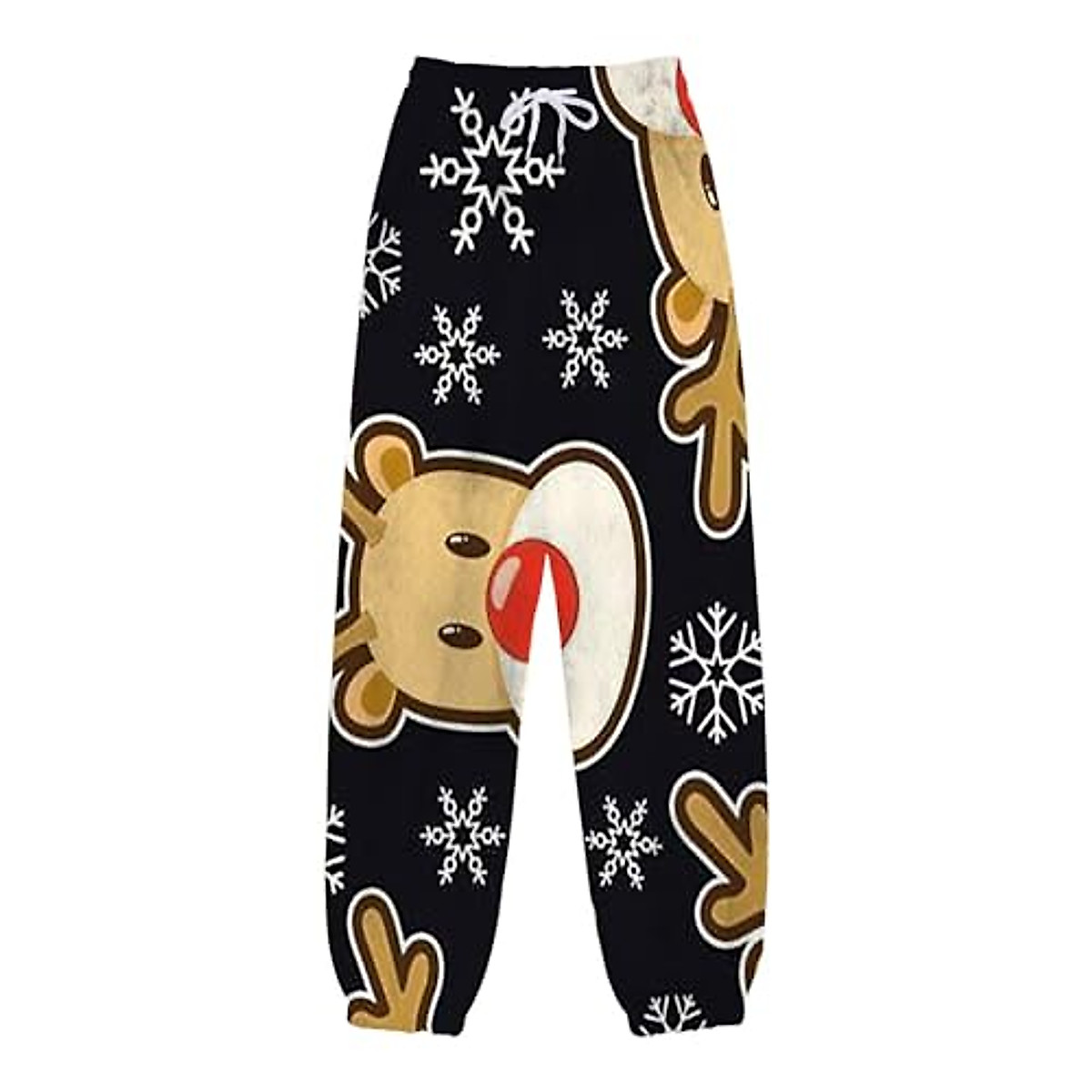 Baggy Sweatpants,High Waisted Sweatpants for Women Christmas Print Elastic Waisted Graphic Sweatpants Drawstring Straight Leg Lounge Bottoms Snowflake Graphic Print Black XL