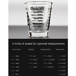 Shot Glasses Measuring cup Espresso Shot Glass Liquid Heavy Glass Wine Glass 2 Pack 26-Incremental Measurement 1oz, 6 Tsp, 2 Tbs, 30ml by TIYOORTA (2 pack black)