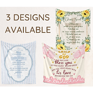 Baptism Gifts for Boys, Girls - Baptismal Gifts, Christening Gifts for Baby Boys, Girls - Baby Dedication Gifts from Godmother, Godfather, Godparent - Blue and White Flannel Blanket, 30"x 36"