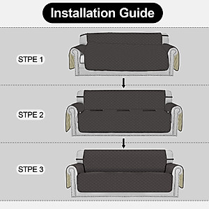 Deeky Couch/Sofa Cover for 3 Cushion, Furniture Cover Protector for Pets, Dog - Reversible and Water Resistant with Foam Sticks & Elastic Straps, Chocolate/Beige