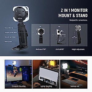 NEEWER LED Streaming Light with Mac/PC APP Control, 2 in 1 Monitor Mount & Stand, Ultra Bright 2900K-7000K USB Laptop Computer Webcam Lighting for Streaming, Video Conference, Zoom Meeting, PL81 PRO