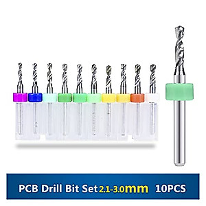 VIEUE Drill Bits PCB Drill Bits 10pcs 2.1-3.0mm 1/8" Shank Tungsten Carbide Gun Drill for PCB Printed Circuit Board Drilling Tools (Color : PCB2.65 10PCS)