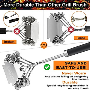 POLIGO 18" Grill Cleaner Brush Safe Grill Brush and Scraper Bristle Free - Stainless Steel BBQ Brush for Grill Cleaning - Wireless Grill Brush with BBQ Scraper for Grill - Gifts for Grill Wizard