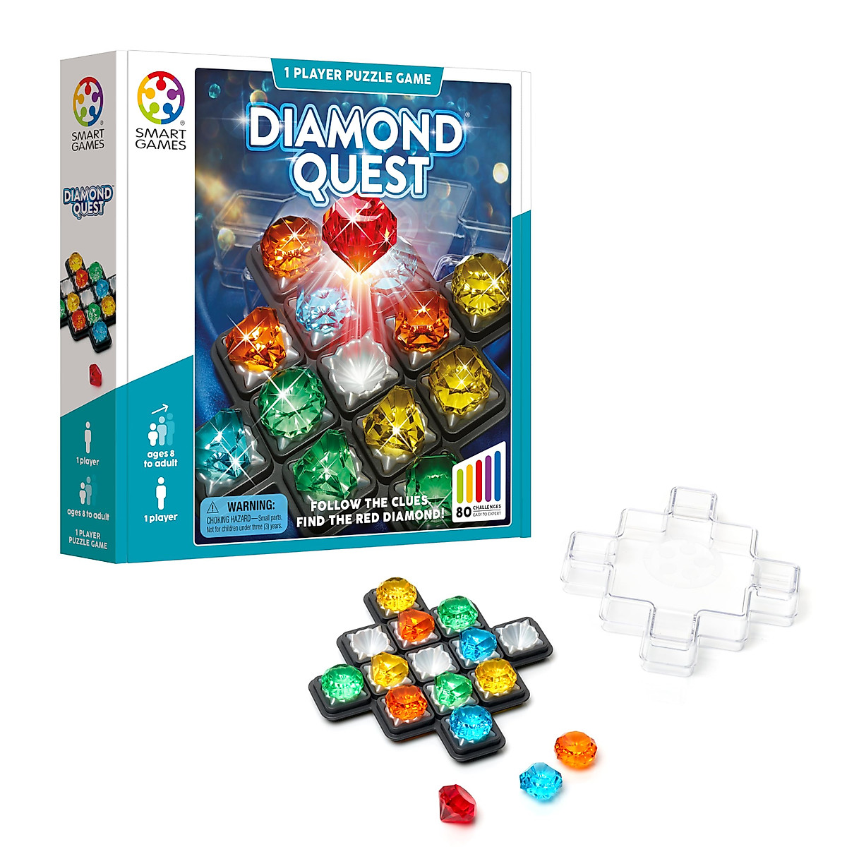 SmartGames Diamond Quest Deduction Game with 80 Challenges for Ages 10 - Adult