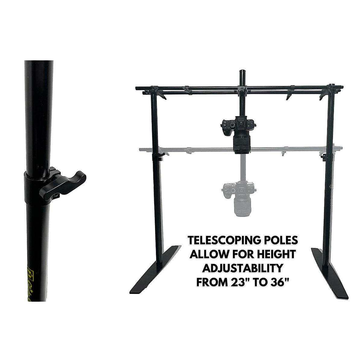 Glide Gear OH 200 Modular/Adjustable Video Camera Smartphone Overhead All Metal Flat Lay Rig Mount