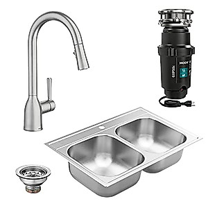Moen 22036 3-1/2 Inch Kitchen Sink Stainless Steel Basket Strainer with Drain Assembly, Stainless