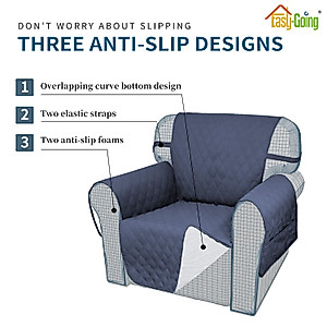 Easy-Going Sofa Slipcover Loveseat Cover Waterproof Couch Cover Washable Sofa Cover for 2 Cushion Couch Non-Slip Fabric Furniture Protector with Pocket for Pets Kids Dog Cat (Loveseat, Navy)