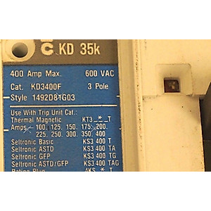 Cutler-Hammer KD3400F 400A Circuit Breaker 250 Amp Trip 600V Westinghouse KD3250