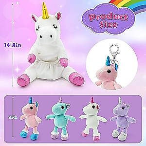 FUNCREVITY Unicorns Gifts for Girls Unicorn Stuffed Animals Unicorn Plush Toys Mommy Unicorn with 4 Babies Valentines Christmas Birthday Gifts for Girls Kids Toys Age 4 5 6 7 8+ Year Old