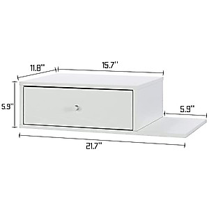 HIGOH Bedside Table Wall Mounted Bedside Table, Floating Bedside Table with Drawer Storage Cabinet for Living Room Bedroom