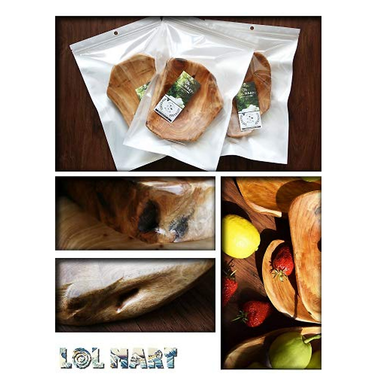 HIZBO MART Root Wood Serving Dish, Vintage Wooden ring dish, appetizer display, Hand Carved Artworks（The length 7~11inch）