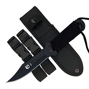GASHER Scuba Diving Knife with Leg Straps & Sheath, Razor Sharp - Lightweight Diving Equipment for Spearfishing, Snorkeling, Hunting, Rescue & Water Sports