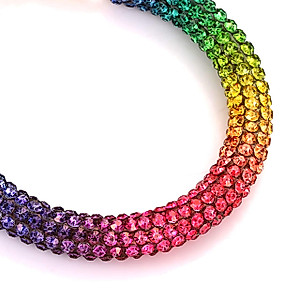 Boderier Hoop Earrings for Women Bohemian Rainbow Sparkle Pave Resin Rhinestone Wrapped Hoop Earrings Fashion Jewelry (Rainbow)