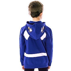 Power Rangers The Boys Blue Ranger Triceratops Mesh Face Covering Full-Zip Costume Hoodie (MD)