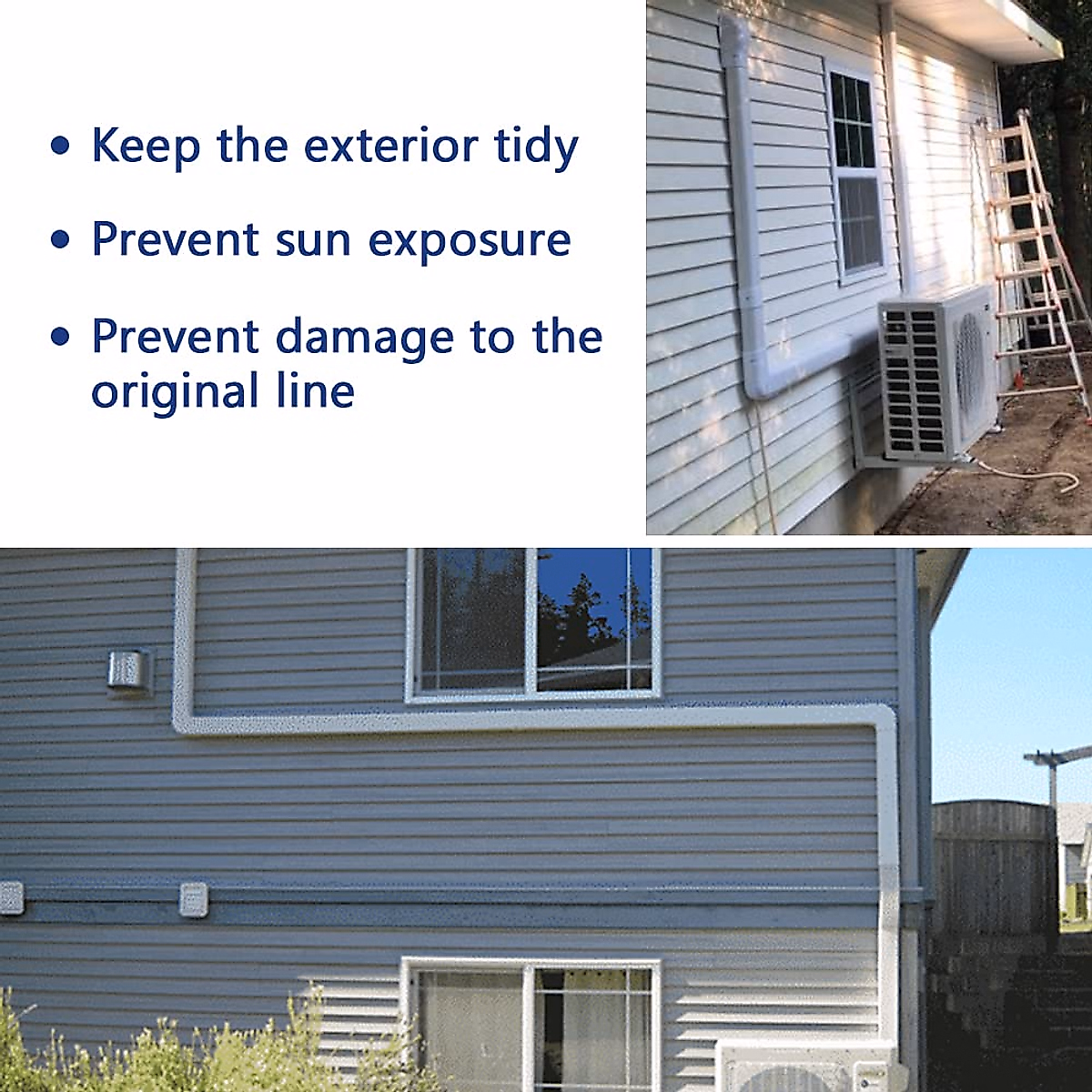 LCGP 4" 14Ft Decorative PVC Line Cover Kit, Suitable for Mini Split Air-conditioning and Heat Pump Systems, Outdoor Air-conditioning Pipe Insulation