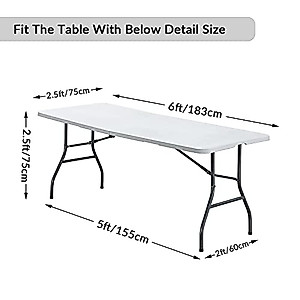 Pzzpzs Spandex Table Cover Fitted Rectangle 6FT Folding Tables Stretchable Fabric Lycra Tablecloth for Wedding, White