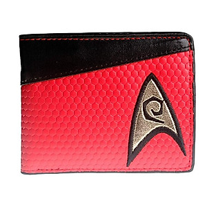 Star Scifi Trek Red Engineering Logo Leather Bi Fold Wallet