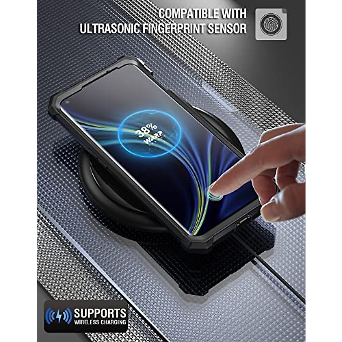 Poetic Guardian Case Designed for OnePlus 10 Pro 5G, Built-in Screen Protector Work with Fingerprint ID, Full Body Hybrid Shockproof Bumper Cover Case, Black/Clear