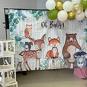 Woodland Baby Shower Backdrop Creatures Banner Fawn Animal Friends Woodland Party Supplies Decorations Woodland Gender Reveal Photo Props Background -7 x 5ft