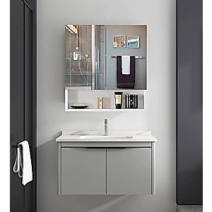 Bathroom Medicine Cabinet with Adjustable Shelf and Double Mirror Doors, Wooden Wall Mirror Cabinet Multipurpose Storage Organizer Bathroom, Living Room, White, 20.9 x 5.1 x 22.8 in
