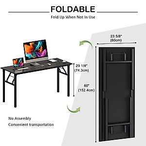 Need Home Office Desk - 60 Inches Large Computer Desk Sturdy Black Table Foldable Desk Gaming Computer Table No Assembly Required AC5CB 60 inch