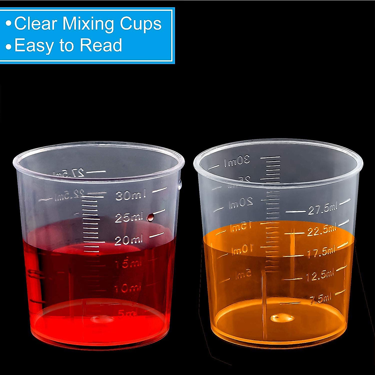30ml Plastic Liquid Measuring Cups - Mini Clear Kitchen Medicine Cups Transparent Labs Graduated Beakers Baking Cooking Home Lab Measure Tool (10 Packs,1oz,Transparent)