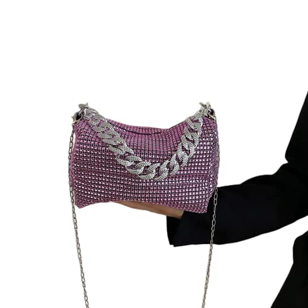 Bling Rhinestone Hobo Bag for Women Crystal Evening Handbag Underarm Bag Tote for Party Wedding
