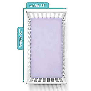 American Baby Company Supreme Fitted Crib Sheet 28" x 52", Enhanced Thickness for Soft, Breathable Neutral 100% Cotton Jersey Comfort, Lavender, for Boys and Girls