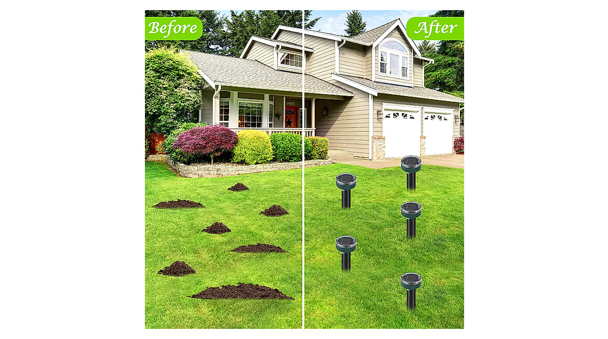 Top Solar Powered Mole Repellent - 4 Pack Spikes
