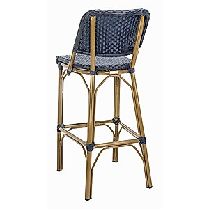 Safavieh Home Collection Deltana Navy Rattan Indoor/Outdoor Bar Stool,