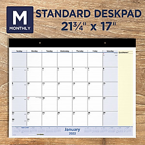 AT-A-GLANCE 2022 Desk Calendar by AT-A-GLANCE, Monthly Desk Pad, 22" x 17", Standard, QuickNotes (SK70000)