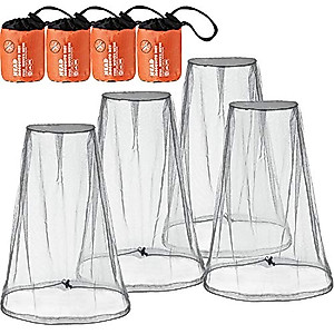 Hestya 4 Pack Mosquito Net Mesh Face Neck Fly Netting Hood from Bugs Gnats No See Net with Carry Bags for Outdoor(Gray)