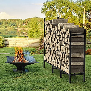NORCEESAN Firewood Rack Outdoor with Cover Wood Holders Firewood Indoor, Wood Racks Outdoor for Firewood 4 Ft Firewood Log Rack Fireplace Log Holder for Patio Waterproof Oxford Fabric, Black