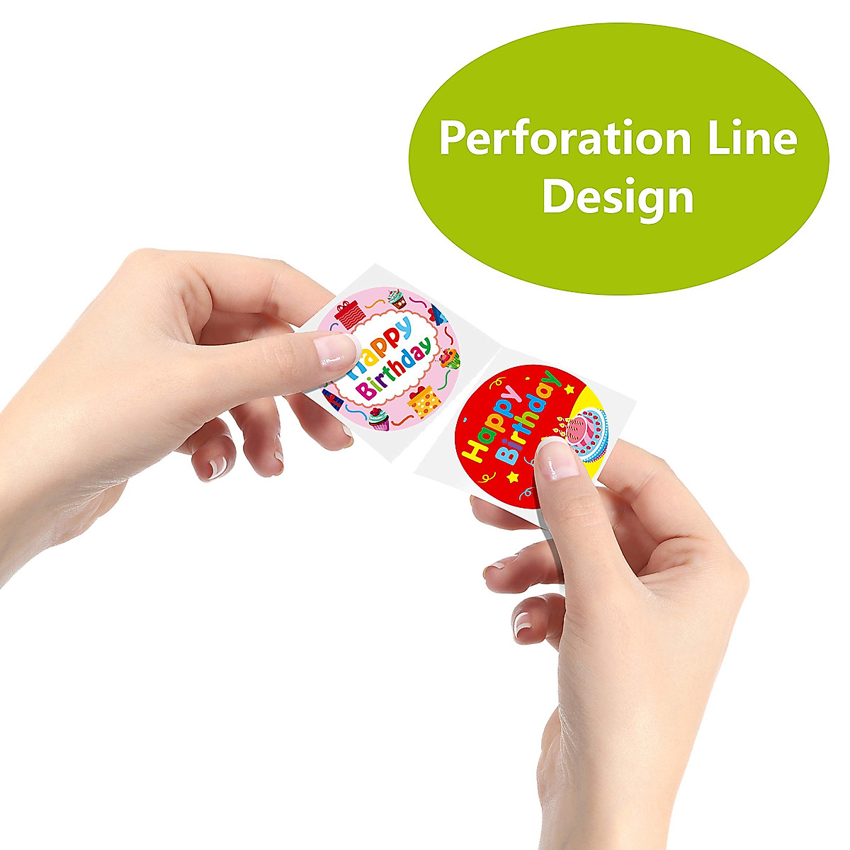 1000 PCS Adorable Balloon Shaped Happy Birthday Stickers in 16 Designs with Perforated Line Expanded Version (Each Measures 1.5" in Diameter)