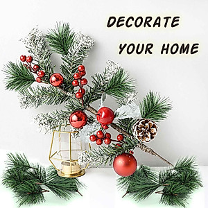 SUJIUJIU 60PCS 3.9"X3.1"Artificial Pine Needles Branches-Small Green Twigs Stems Picks-Fake Greenery Picks for Christmas Garland Wreath Embellishing and Home Holiday Garden Decoration