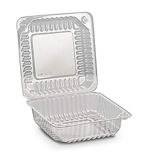 MT Products Clear Plastic Square Hinged Food Container, 5" Length x 5" Width x 2 1/8" Depth, Keep your Food Secure Shallow (40 Pieces) - Made in The USA