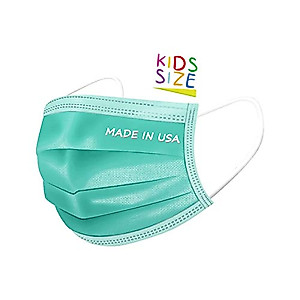 DermSource MADE IN USA - Kids 3-Layer Disposable Face Masks - Breathable Face Covering for Boys and Girls (25 Kids Masks - Green)