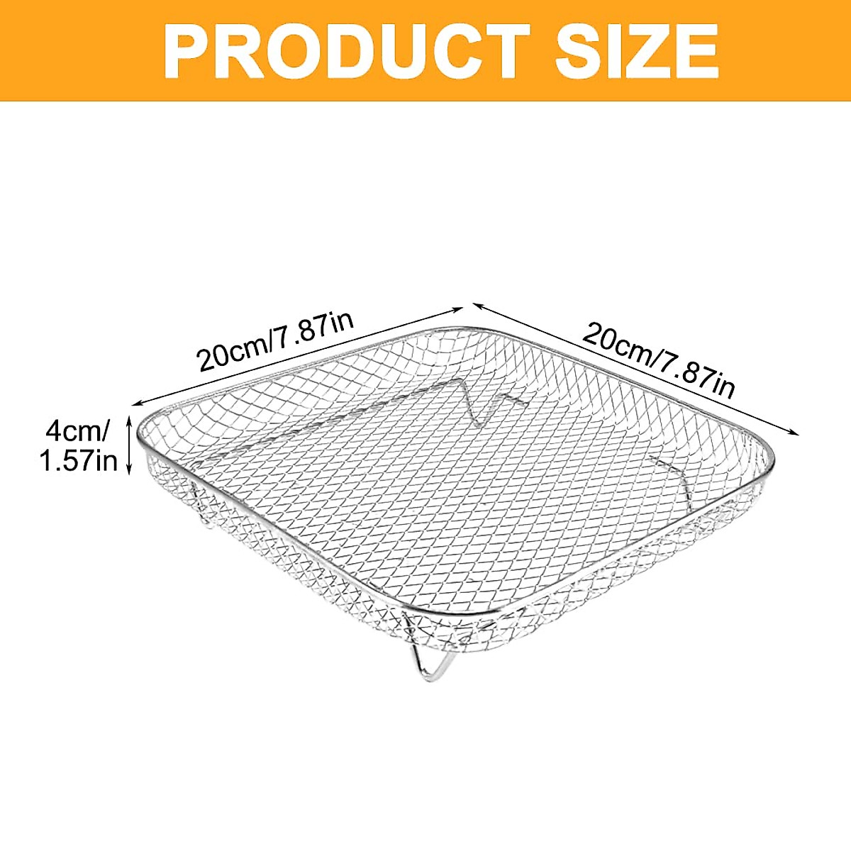 Square Air Fryer Rack,3 Layer Stainless Steel Stackable Dehydrato-r Rack with An-ti-scalding Clip,Stainless Steel Multi-Layer Dehydrato-r Rack Air fryer Accessories(Silver)