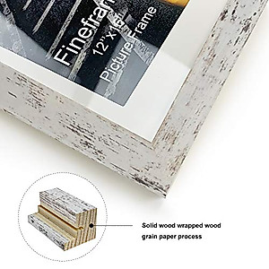 Finefrarm 12x16 Frames Set of 3 Display Pictures 11x14 with Mat or 12x16 Diamond Paintings Without Mats Farmhouse Distressed Picture Frames Wall Art for Living Room Wall Mounting Decor - Multicolour