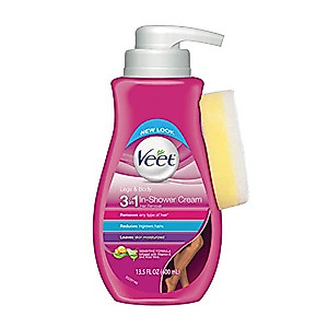 Hair Removal Cream - Veet Legs & Body In Shower Cream Hair Remover, Sensitive Formula with Aloe Vera and Vitamin E, 13.5 fl oz Pump Bottle (Pack of 2)