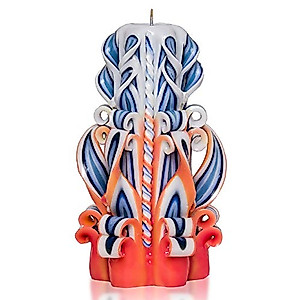 Orange Blue White Carved Candles 6" Eco Friendly Materials Unscented for Stress Relief Decoration Friend
