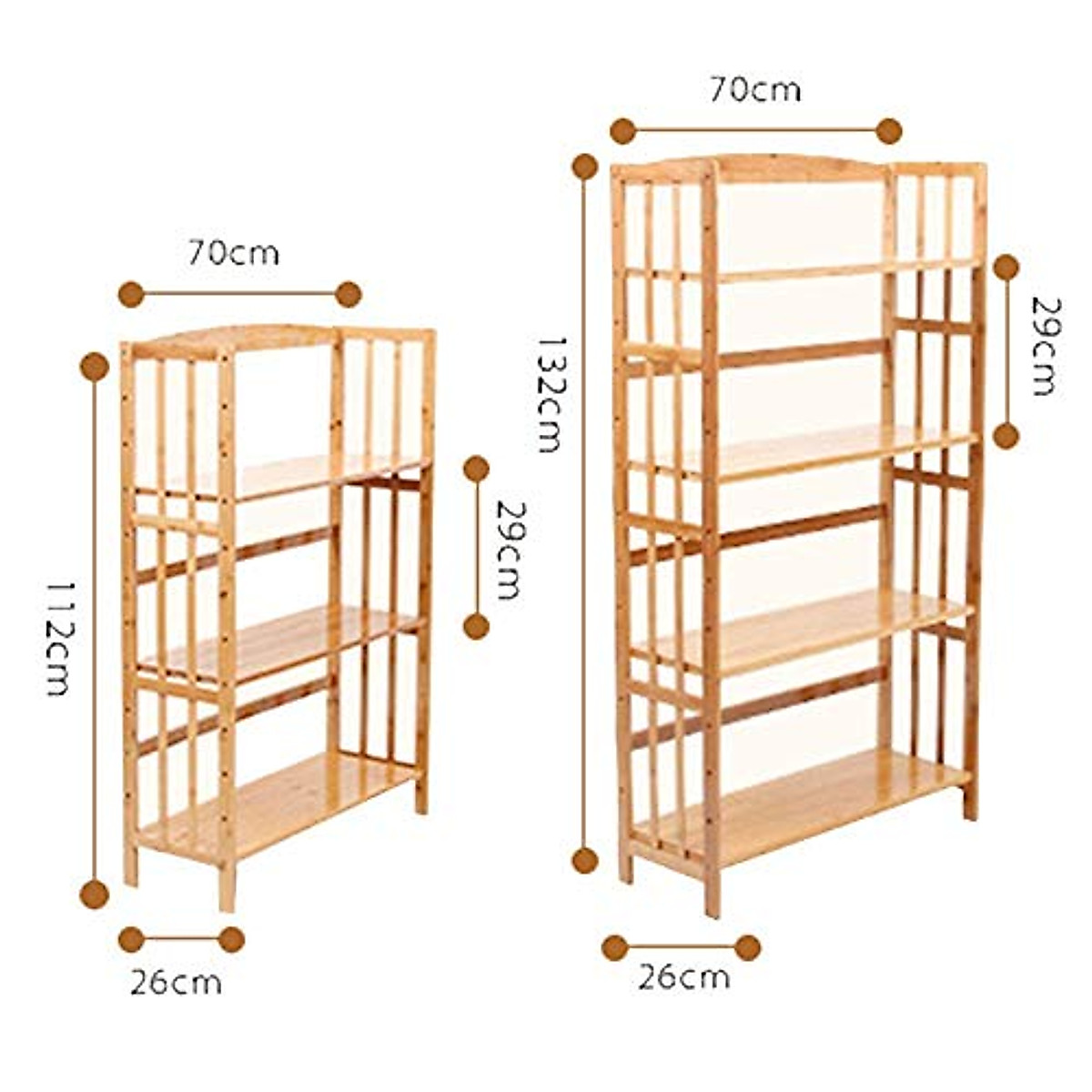 HTLLT Storage Shelf Floating Shelf Bamboo Book Shelf Storage Shelf, Height Adjustable, Kitchen Independent Storage Shelf Plant Shelf,4-Tier,4-Tier